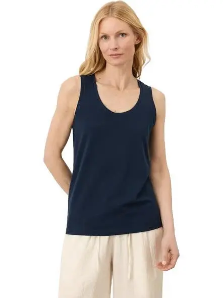 PACT Luxe Essential Scoop Neck Tank - Navy Blue