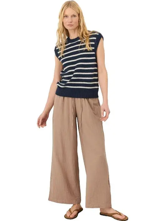 PACT Organic Cotton Shoreline Relaxed Shell - Seabreeze Stripe Navy Blue