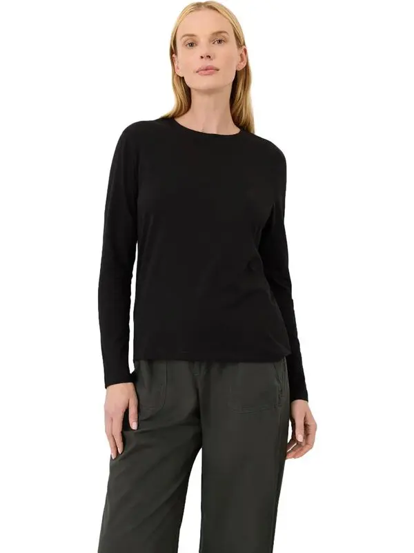 PACT Organic Cotton Crewneck Long Sleeve Tee - Black