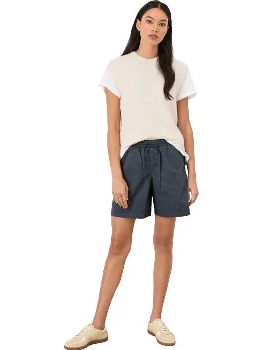 PACT Organic Cotton Stretch Poplin Shorts - Steel Blue