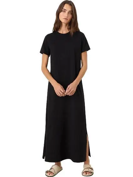 PACT Organic Cotton Soft-slub Essential Easy Tee Maxi Dress - Black