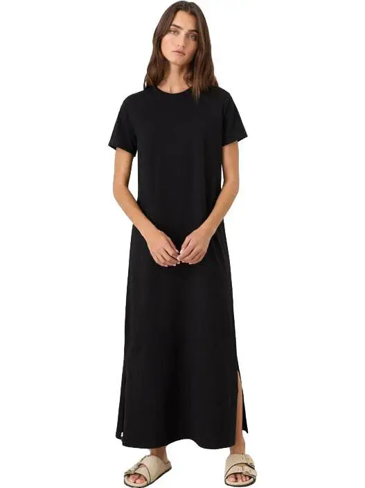 PACT Organic Cotton Soft-slub Essential Easy Tee Maxi Dress - Black