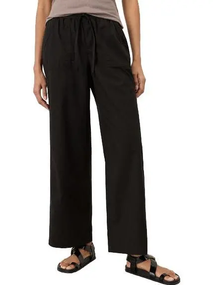 PACT Organic Cotton Stretch Poplin Wide Leg Pant - Black