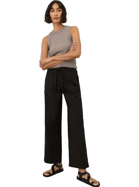 PACT Organic Cotton Stretch Poplin Wide Leg Pant - Black