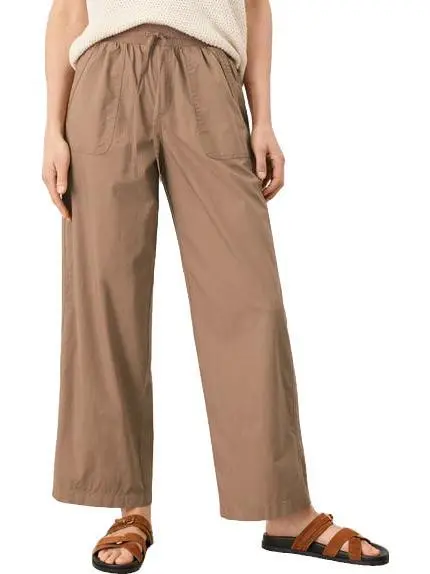 PACT Organic Cotton Stretch Poplin Wide Leg Pant - Driftwood Brown