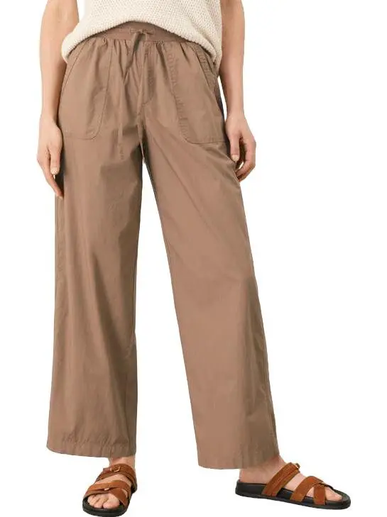 PACT Organic Cotton Stretch Poplin Wide Leg Pant - Driftwood Brown