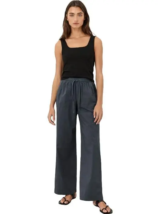 PACT Organic Cotton Stretch Poplin Wide Leg Pant - Steel Blue