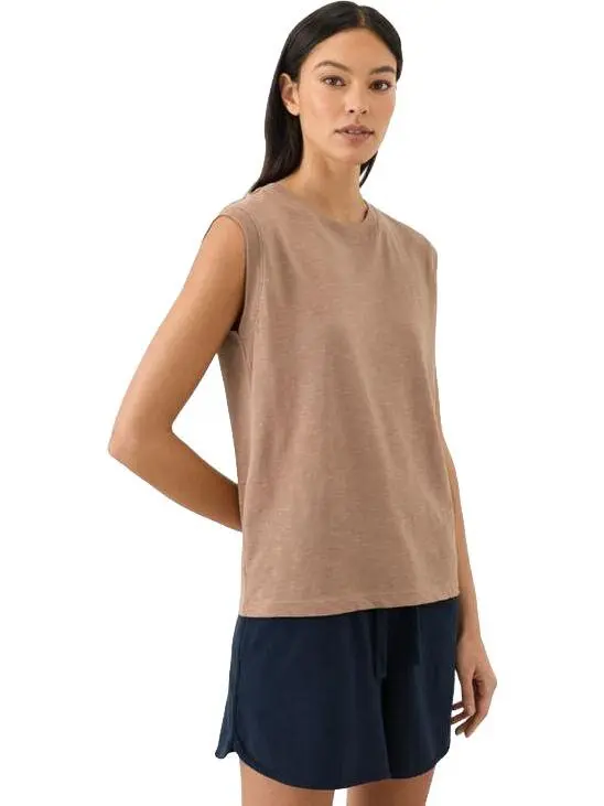 PACT Organic Cotton Featherweight Slub Relaxed Muscle Tee - Driftwood Brown