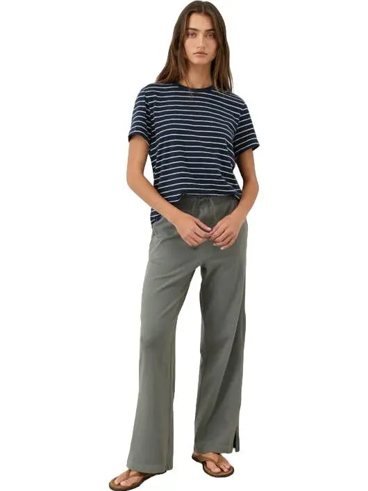 PACT Organic Cotton Soft-slub Essential Crewneck Tee - Saranac Stripe