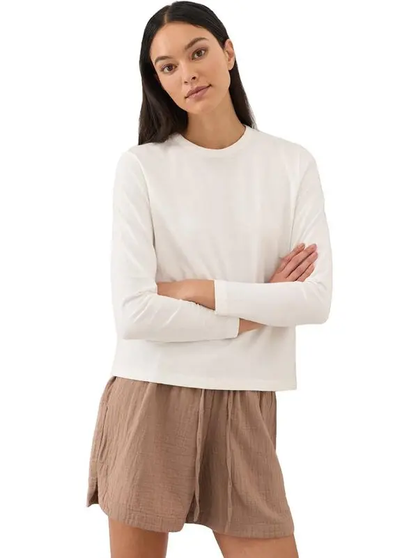 PACT Organic Cotton Soft-slub Essential Long Sleeve Tee - Cream