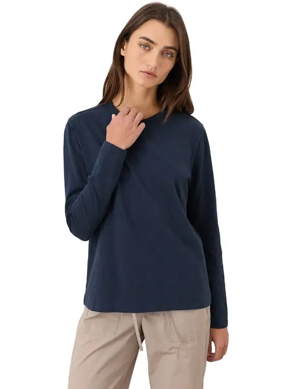 PACT Organic Cotton Soft-slub Essential Long Sleeve Tee - Navy
