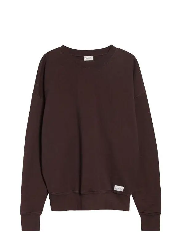 Saint Laurent Logo Cotton Crewneck Sweatshirt - Taupe Glace