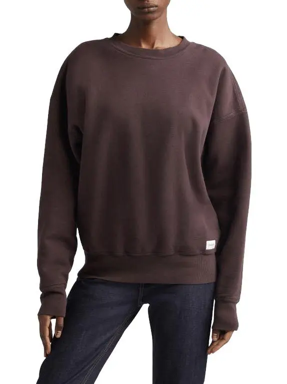 Saint Laurent Logo Cotton Crewneck Sweatshirt - Taupe Glace