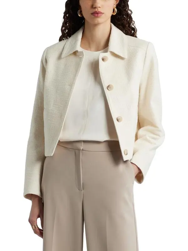 Nordstrom Textured Button-front Jacket - Ivory Birch