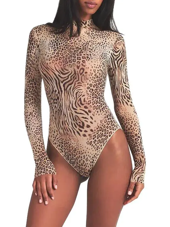 SKIMS Long Sleeve Bodysuit - Sand Multi Animal
