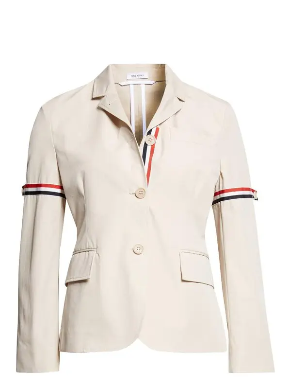 Thom Browne Tricolor Armband Relaxed Fit Cotton Sport Coat - Beige