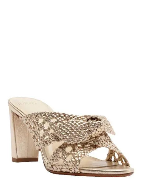 ALEXANDRE BIRMAN Belinda Woven Block Heel Sandal - Golden