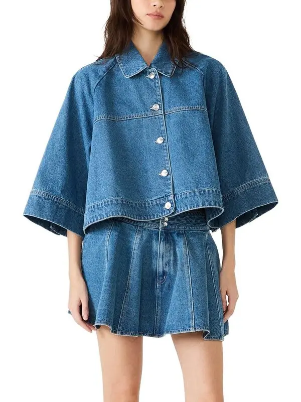 Steve Madden Rhode Denim Swing Jacket - Aruba Blue