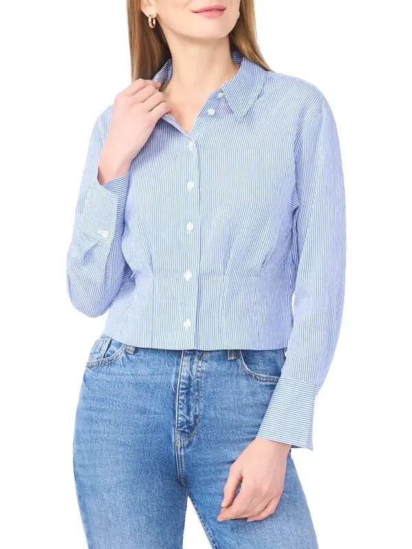 Vince Camuto Pleat Waist Button-up Shirt - Classic Blue
