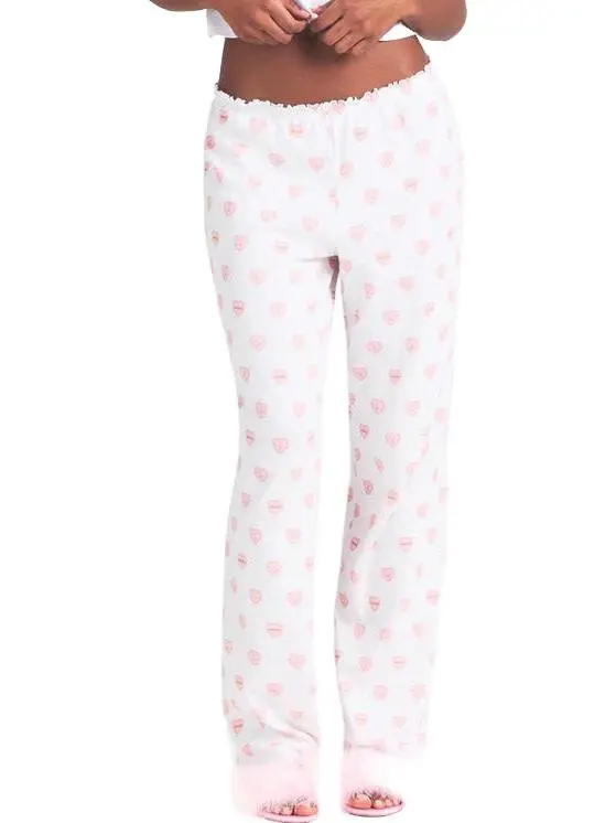 SKIMS Straight Leg Pajama Pants - Snow Lace Hearts