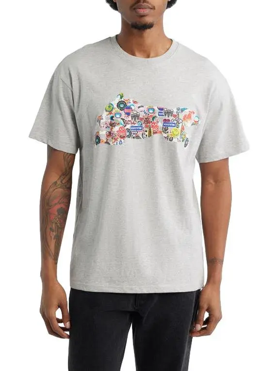 ICECREAM Stickers Graphic T-shirt - Heather Gray