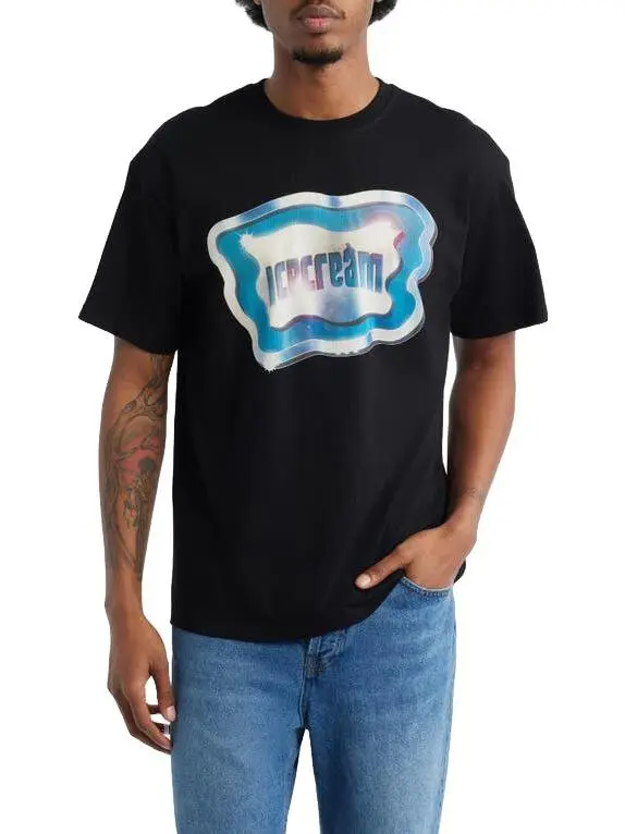 ICECREAM Chrome Logo Graphic T-shirt - Black