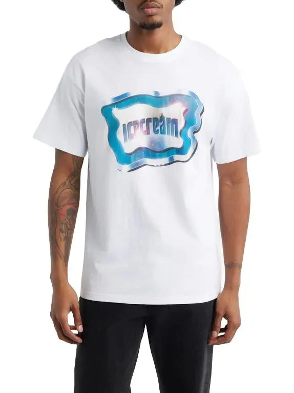 ICECREAM Chrome Logo Graphic T-shirt - Bleach White