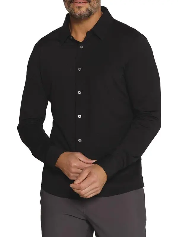 7 Diamonds Aldridge Knit Button-up Shirt - Black