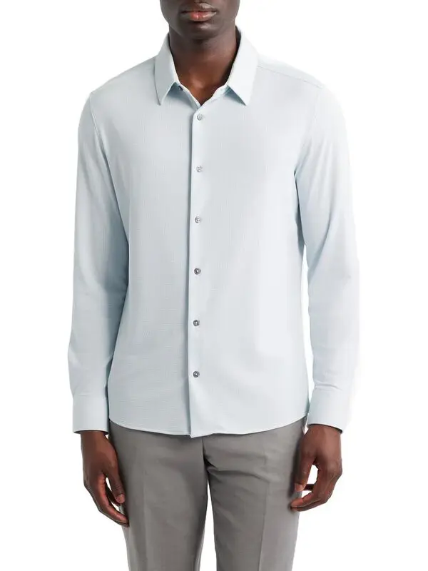 7 Diamonds Aldridge Knit Button-up Shirt - Ice Blue