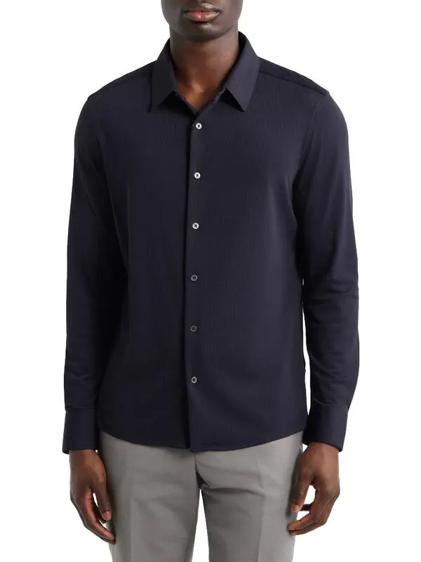 7 Diamonds Aldridge Knit Button-up Shirt - Midnight