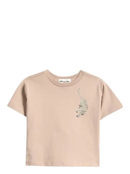 MILES THE LABEL Leopard Organic Cotton Graphic T-shirt - Brown Leather