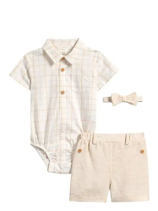 PETIT LEM Bodysuit, Shorts And Bow Tie Set - Off White