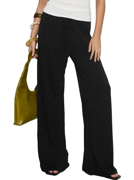 Princess Polly Gavrielle Jersey Wide Leg Pants - Black