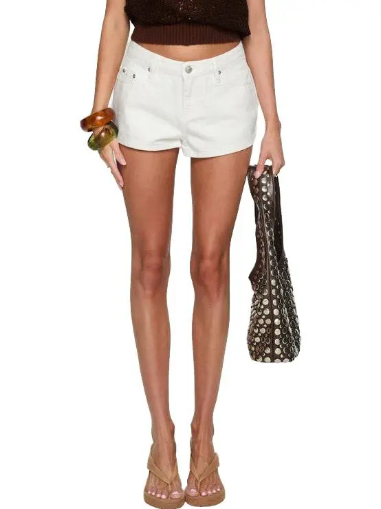 Princess Polly Low Rise Denim Shorts - White