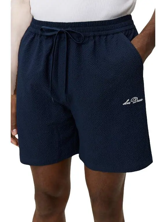 LES DEUX Stan Seersucker Swim Shorts - Dark Navy