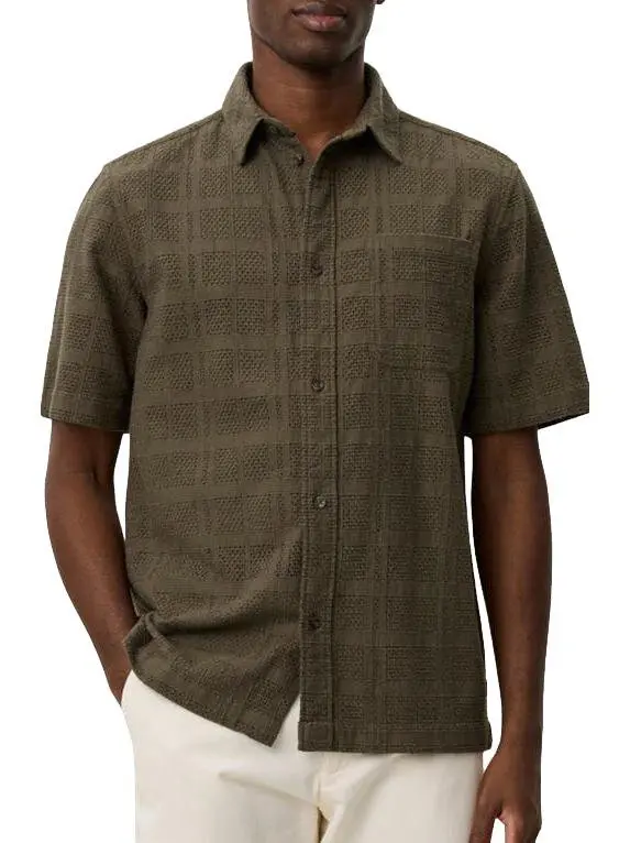 LES DEUX Charlie Short Sleeve Button-up Shirt - Olive Night
