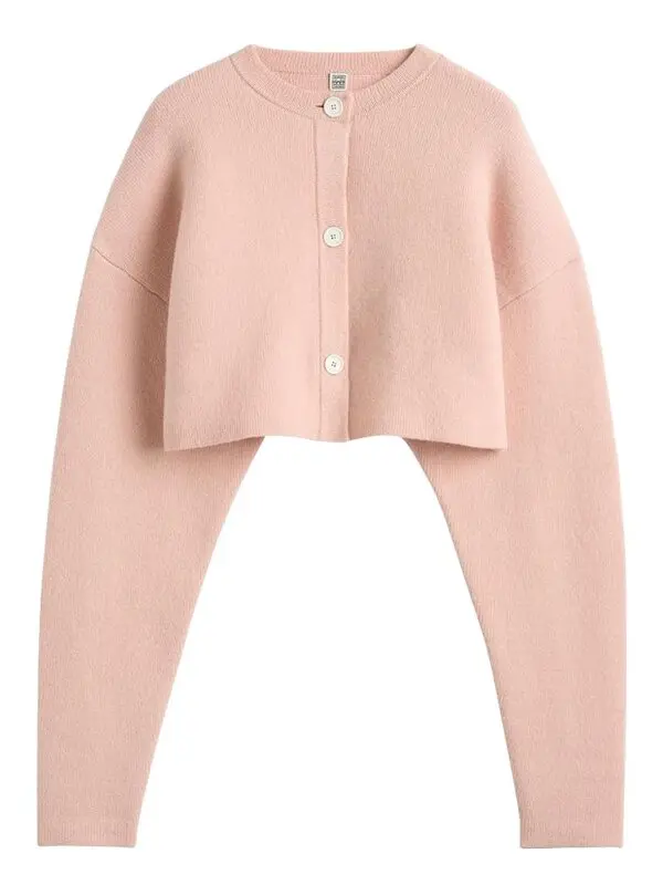 TOTEME Wool Cropped Cardigan - Pink