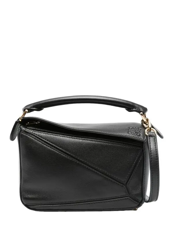 Loewe Puzzle Featherlight Mini Leather Handbag - Black