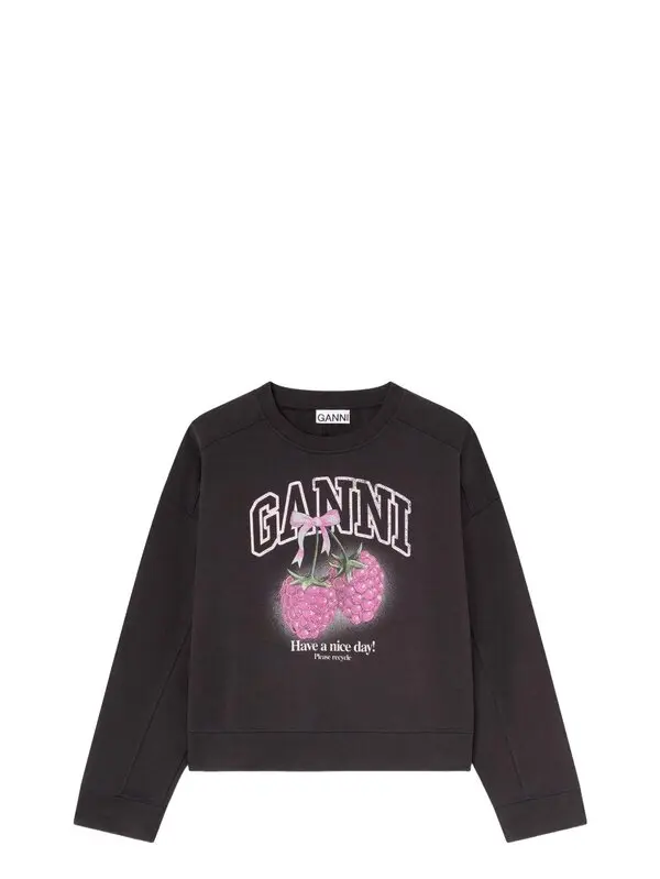GANNI Cotton Sweatshirt - Black