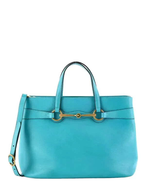 Gucci Bright Bit Convertible Leather Medium Tote Bag - Blue