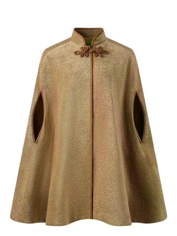 Shanghai Tang Floral-button Cape - Brown