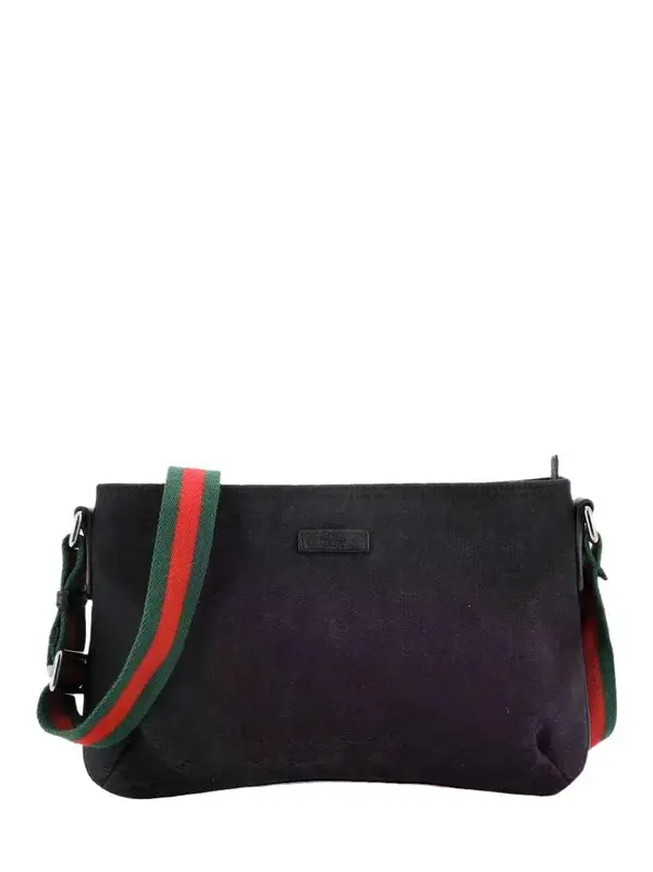 Gucci Web Strap Messenger Bag Gg Canvas Small Crossbody Bag - Black