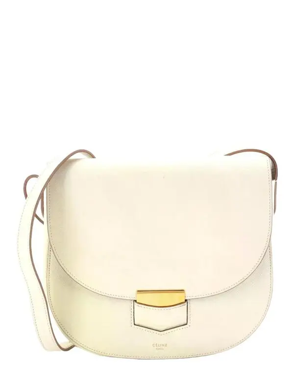 Celine Trotteur Grainy Leather Medium Crossbody Bag - Neutrals