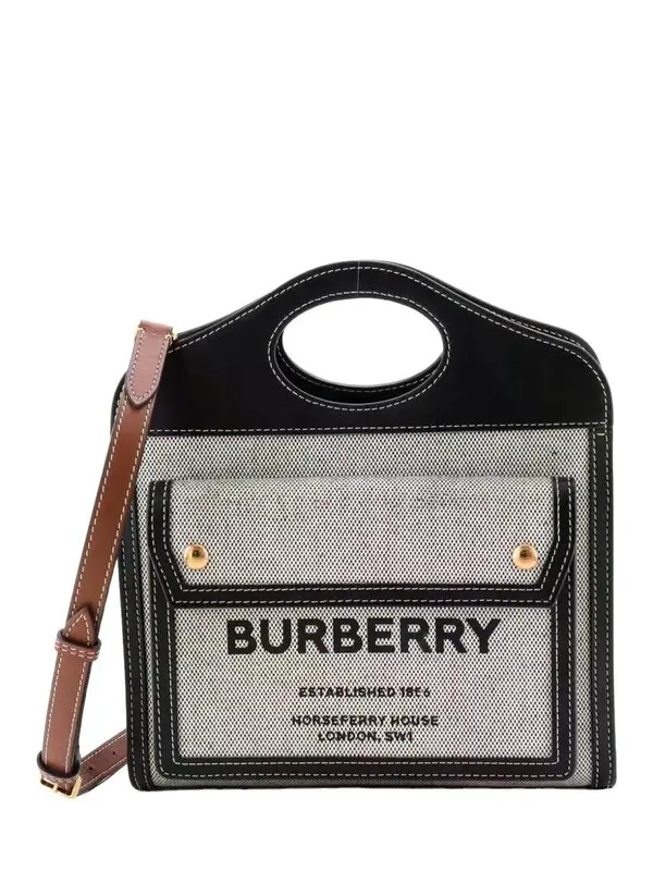 Burberry Logo Pocket Tote With Mini Crossbody - Black
