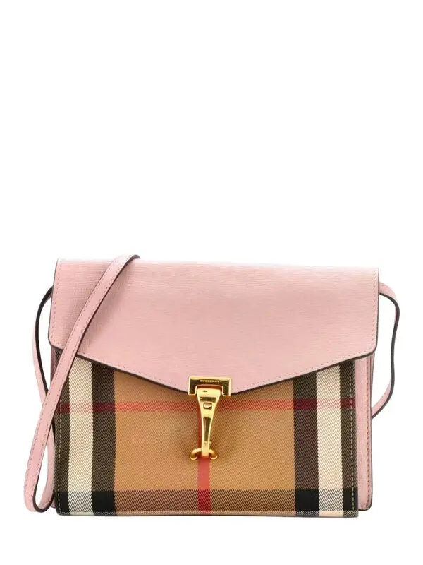 Burberry Macken Leather And House Check Canvas Small Crossbody Bag - Neutrals