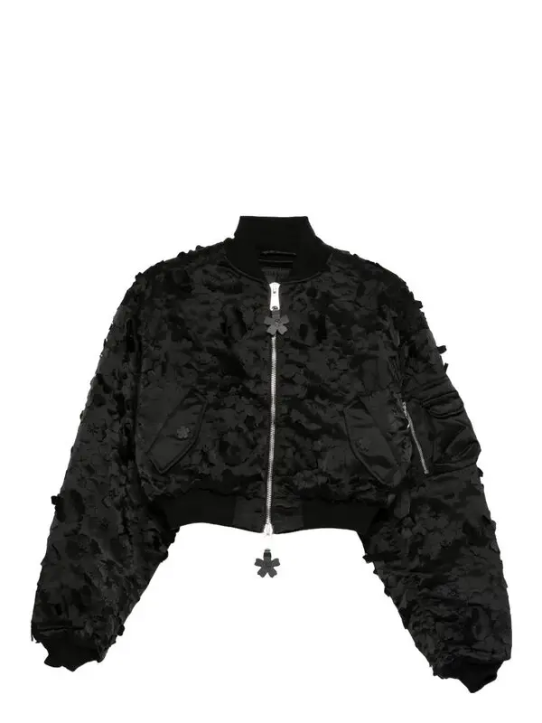 Cecilie Bahnsen Laser-cut Flower Bomber Jacket - Black