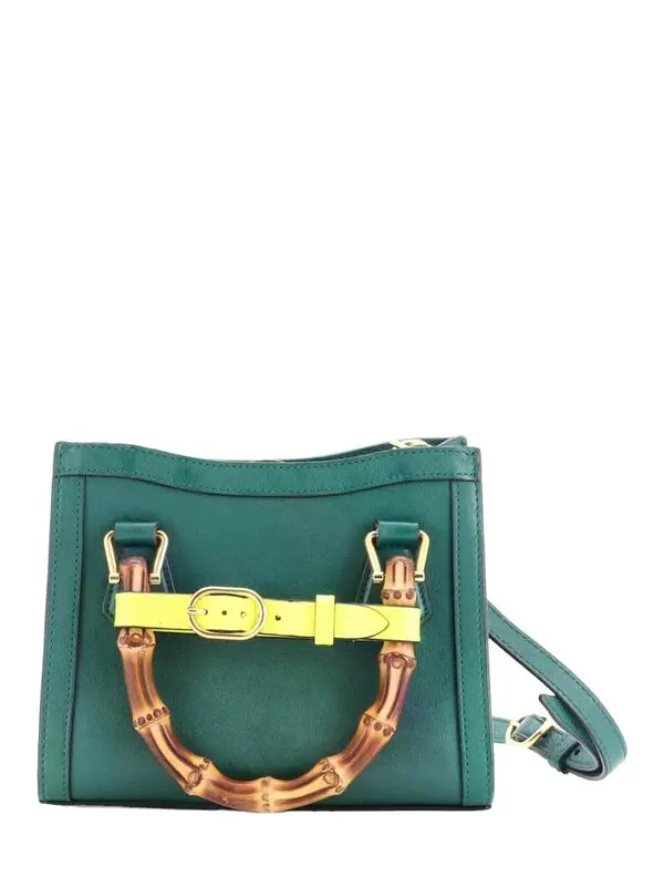 Gucci Diana Nm Bamboo Handle Leather Mini Crossbody Bag - Green