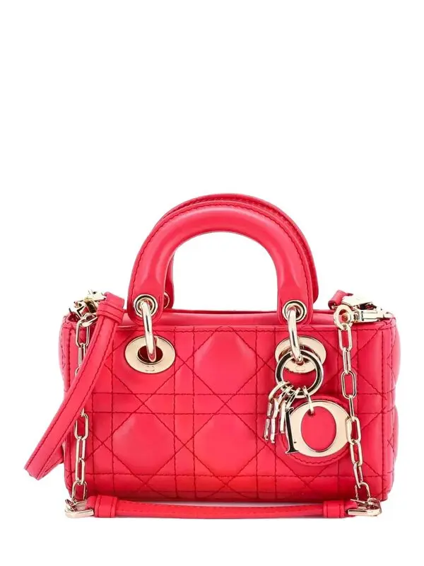 Dior Lady D-joy Cannage Quilt Lambskin Micro Satchel - Pink