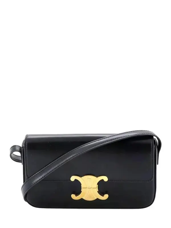 Celine Triomphe East-west Smooth Calfskin Shoulder Bag - Black