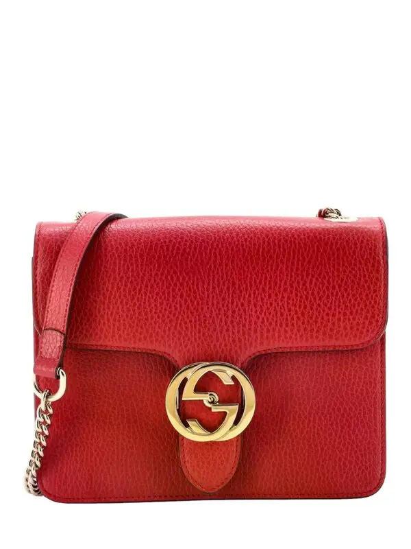 Gucci Interlocking Leather Small Shoulder Bag - Red